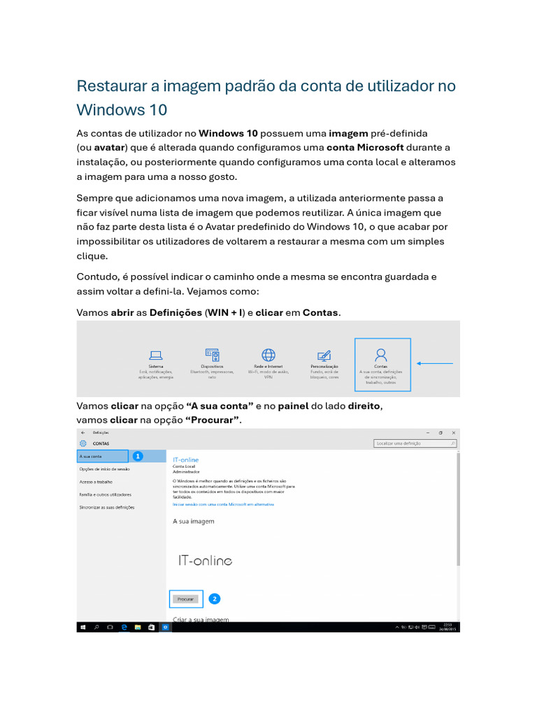 Restaurar Avatar Padrão no Windows 10 | PDF