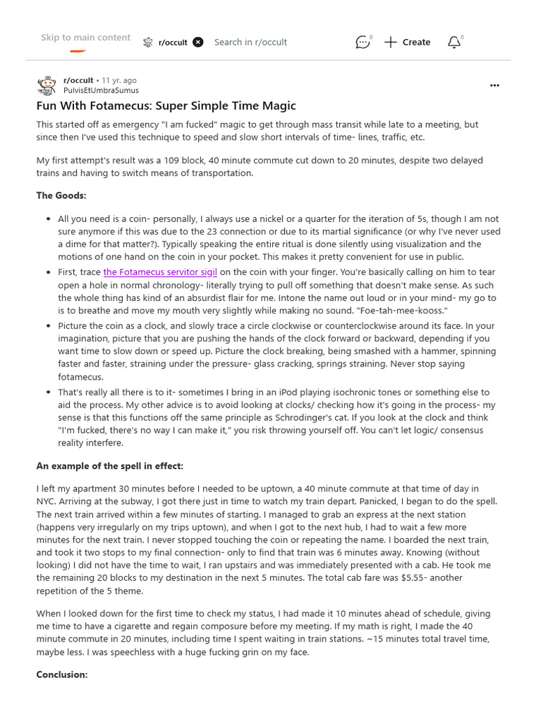 Fun With Fotamecus_ Super Simple Time Magic _ r_occult | PDF