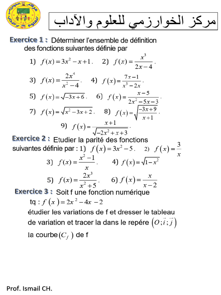 Etude Des Fonctions 1 Bac Eco | PDF