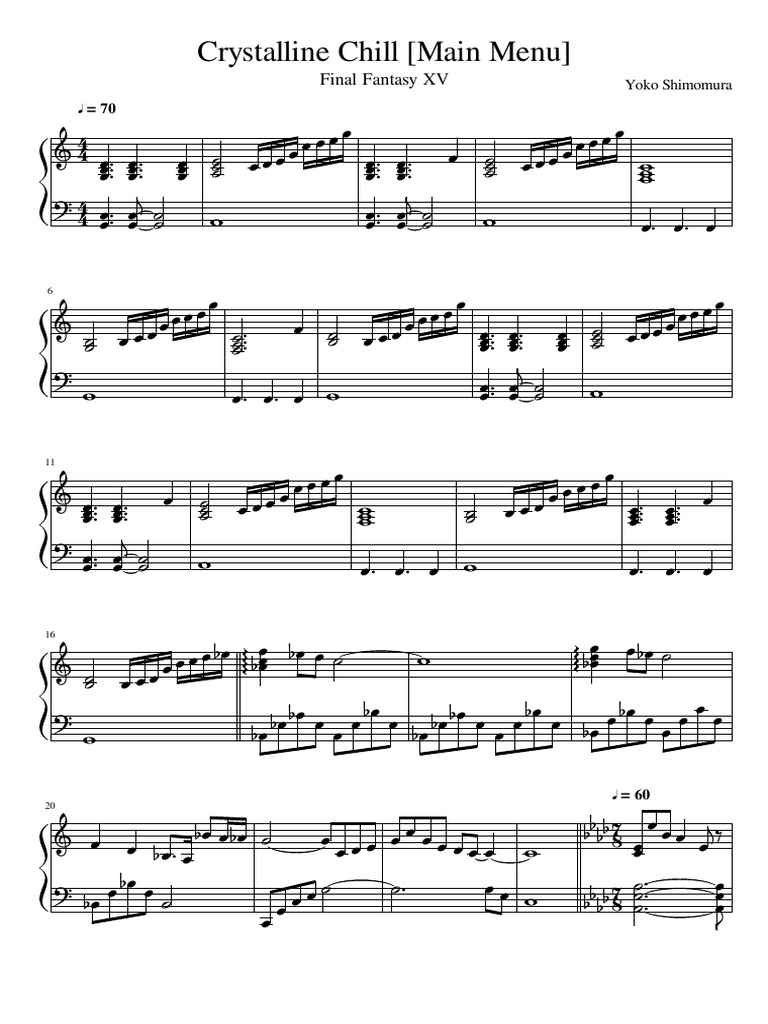Final Fantasy XV - Crystalline Chill (Main Menu) | PDF