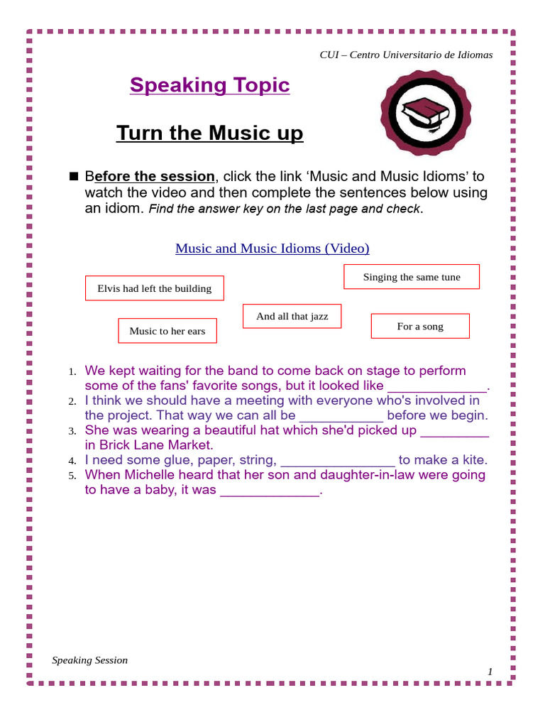 Music Idioms Practice Exercise | PDF