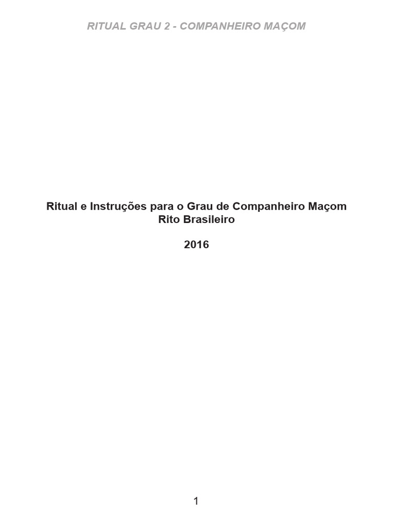 Ritual do Grau de Companheiro Maçom | PDF | Loja Maçônica | Maçonaria