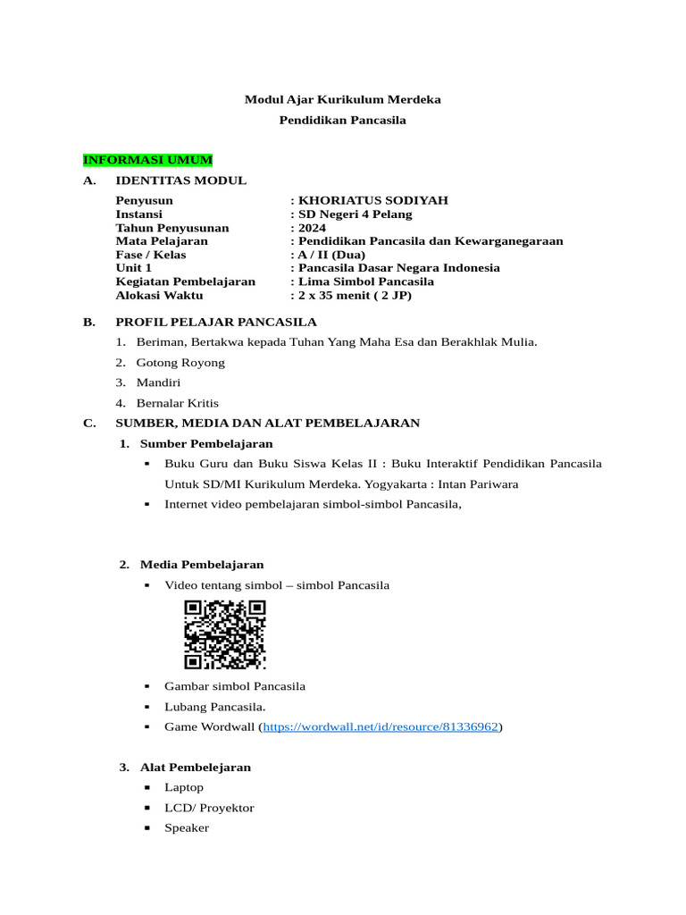 Modul Ajar Simbol Pancasila | PDF