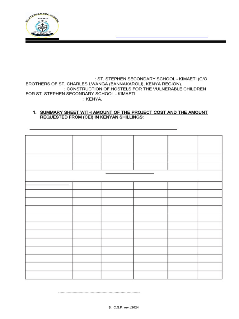 CEI - Budget HOSTELS PROPOSAL 2024 | PDF
