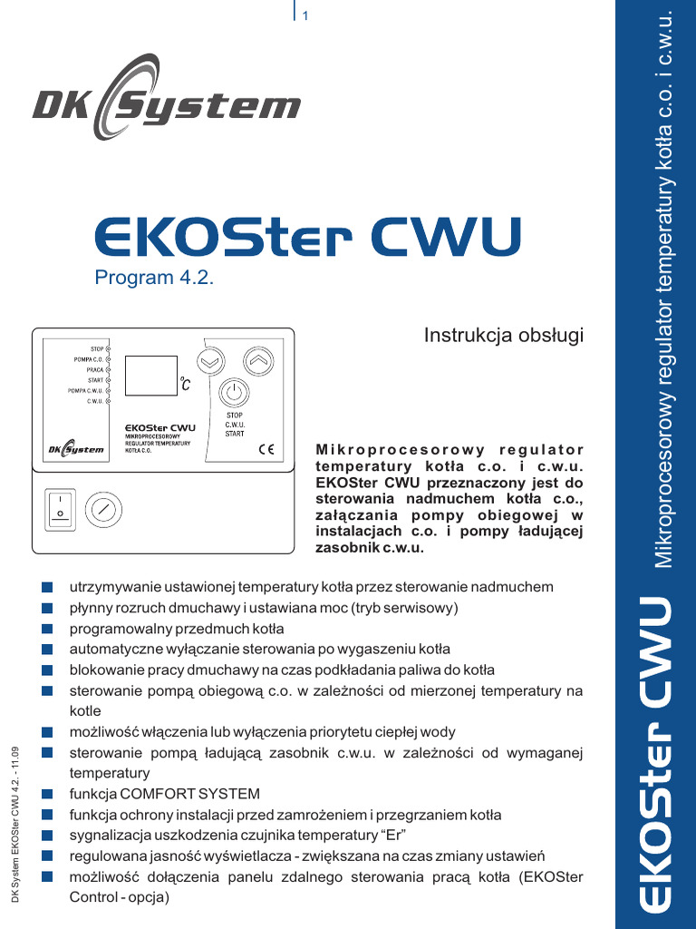 EKOSter CWU - Mikroprocesorowy Regulator Temperatury Kotła C.O. I C.W.U ...