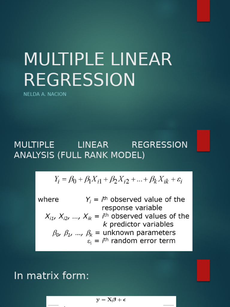 Multiple Linear Regression | PDF | Regression Analysis | Dependent And Independent Variables