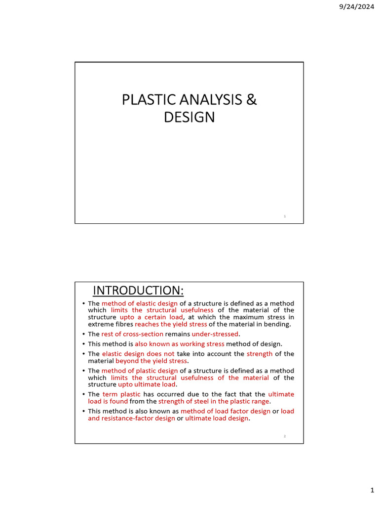 2. Plastic Analysis and Design | PDF | Bending | Deformation (Engineering)