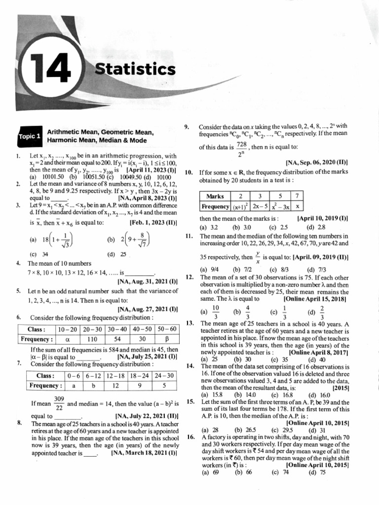 Math Exam Practice: Mean & Variance | PDF | Variance | Mean