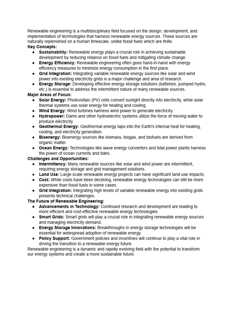 Renewable Engineering | PDF | Renewable Energy | Energy Development