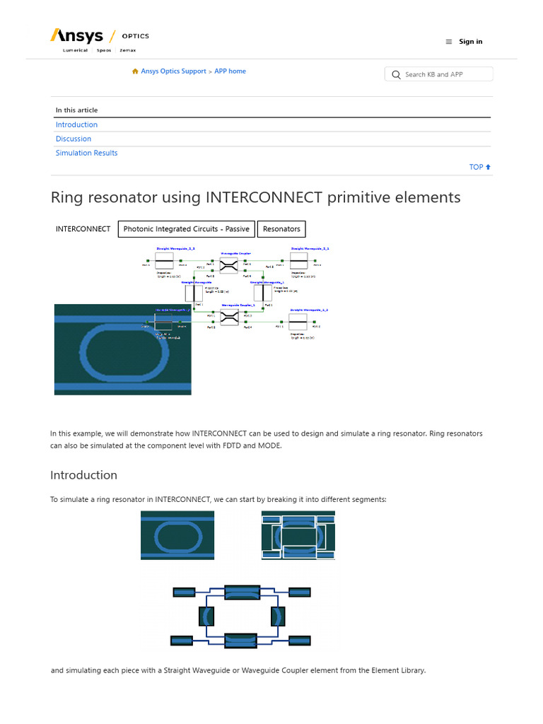 Ring Resonator Using INTERCONNECT Primitive Elements - Ansys Optics ...