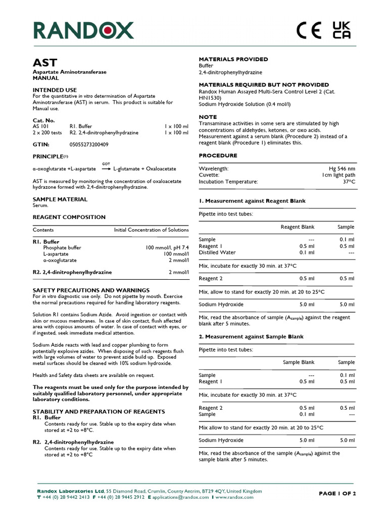 AS101 (1) | PDF | Transaminase | Sodium