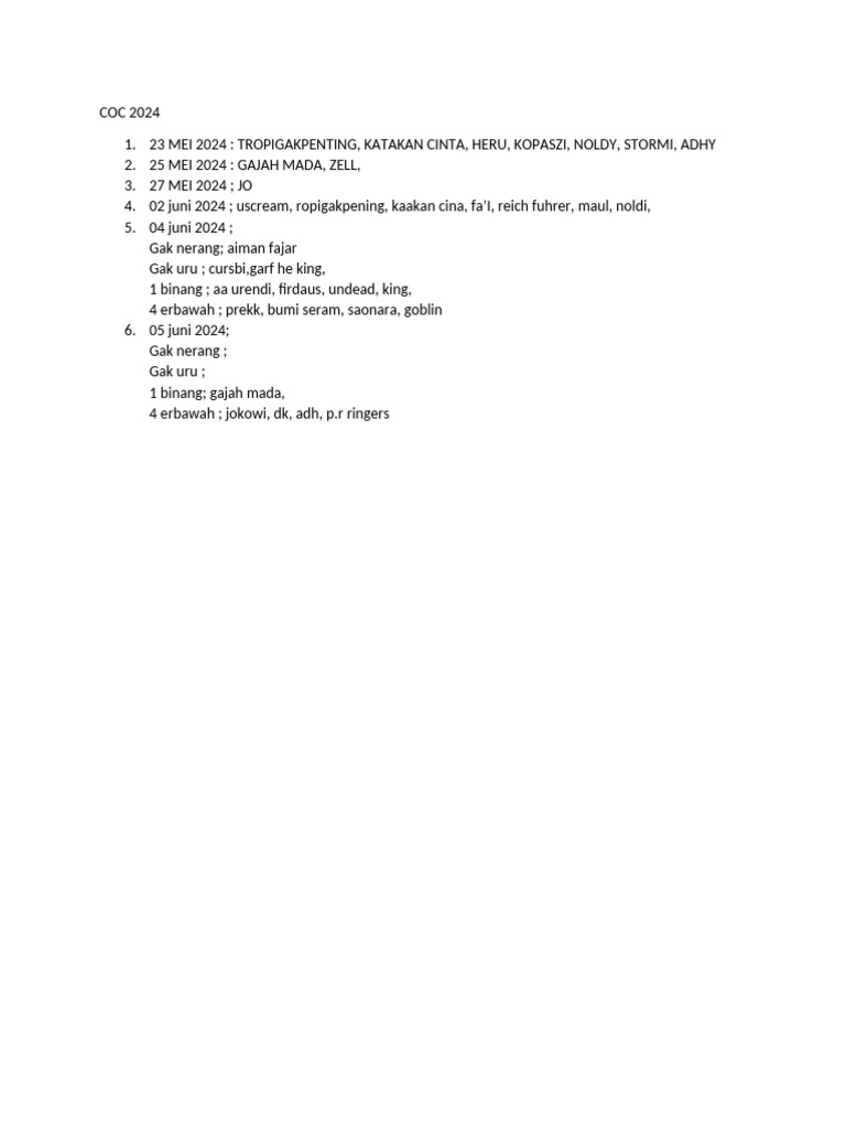 Coc 2024 | PDF