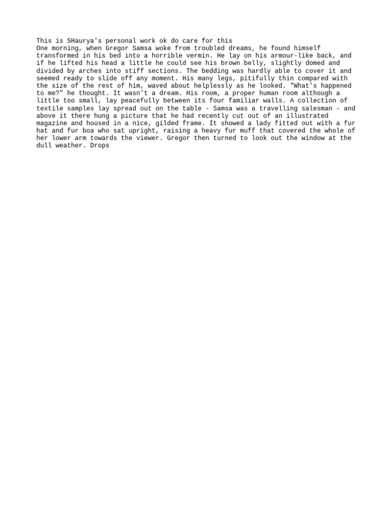 Gregor Samsa's Transformation Explained | PDF