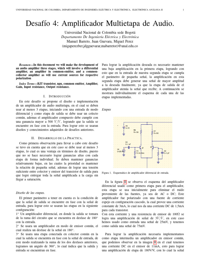 Amplificador Multietapa de Audio | PDF | Amplificador | Transistor