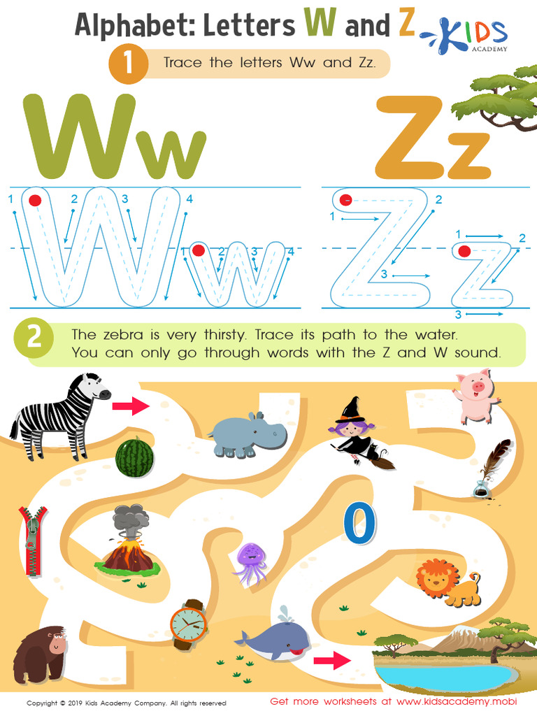 Trace Letters W and Z Worksheets | PDF