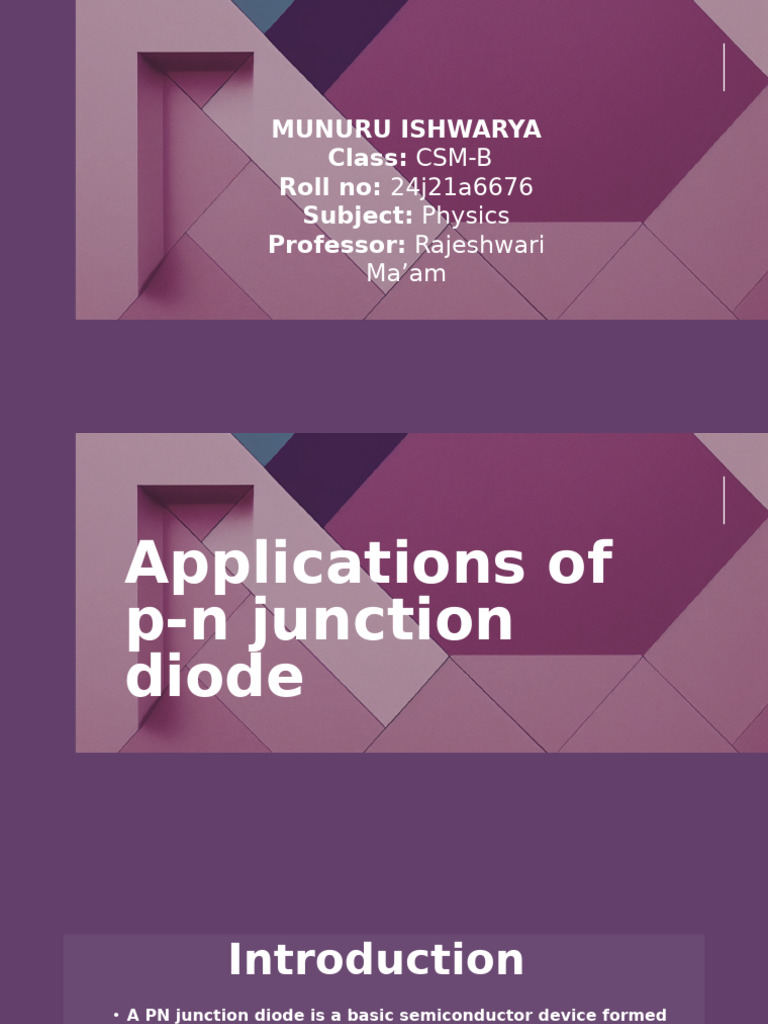 Applications of P-n Junction Diode | PDF | Diode | P–N Junction