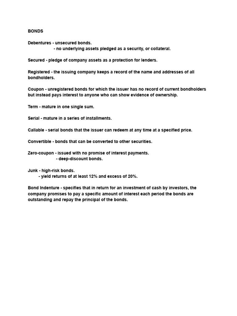 Types of Bonds Explained: Key Features | PDF