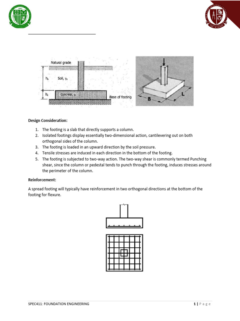 SPEC311-MODULE-7A-DESIGN-OF-RECTANGULAR-FOOTING | PDF | Bending | Applied And Interdisciplinary ...