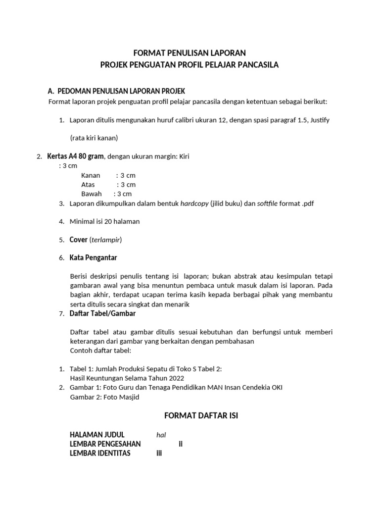 FORMAT PENULISAN LAPORAN | PDF
