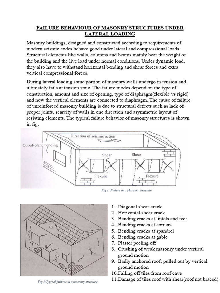 Failure Behaviour of Masonry Structures | PDF | Masonry | Bending