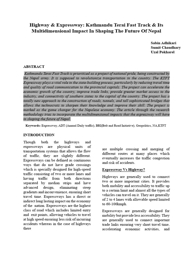 Kathmandu Terai Fast Track | PDF | Greenhouse Gas | Nepal