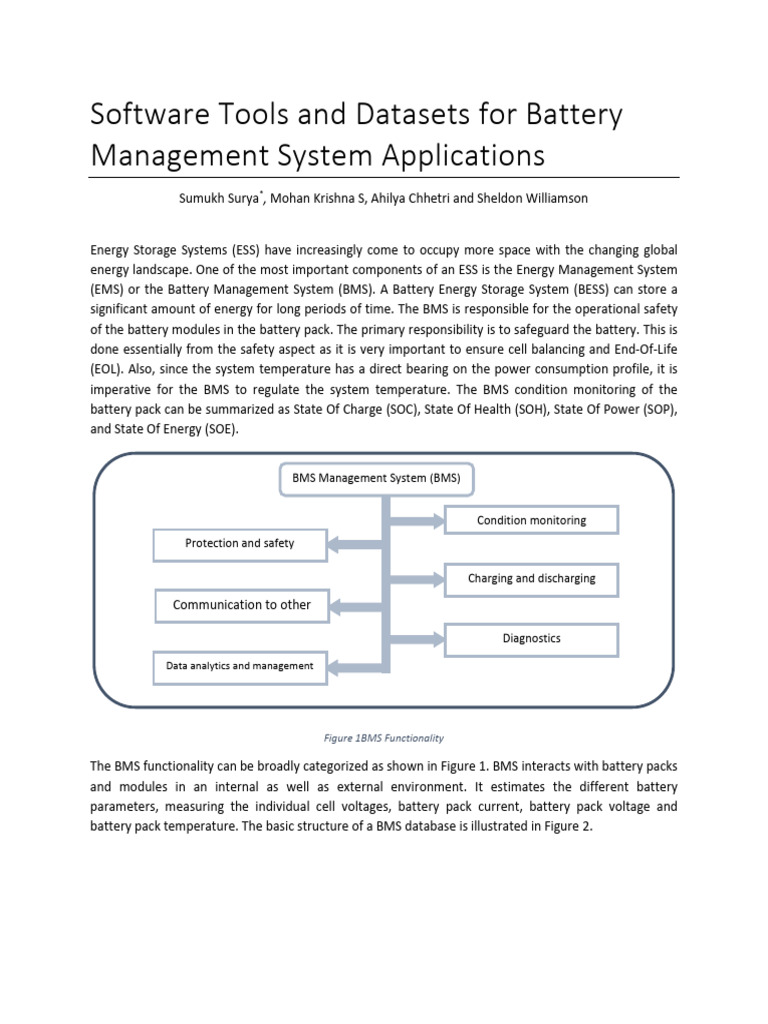 Software Tools and Datasets For Battery Management System Applications ...