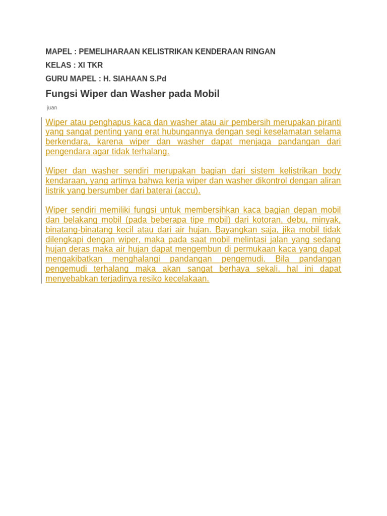 Fungsi Wiper dan Washer pada Mobil | PDF Fungsi Wiper dan Washer pada Mobil | PDF