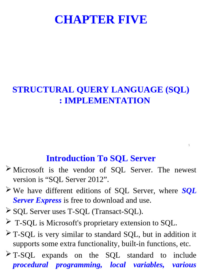 SQL Server Implementation Guide | PDF | Microsoft Sql Server | Sql