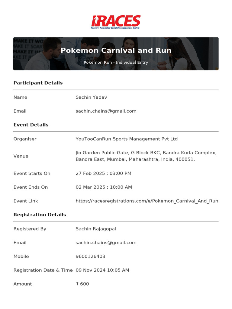 Pokemon Fun Run 2025 Registration Details | PDF