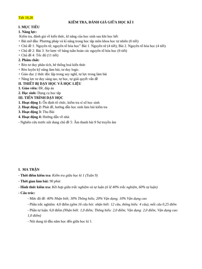 De Thi GHK 1 KHTN 7 CD de 6 | PDF