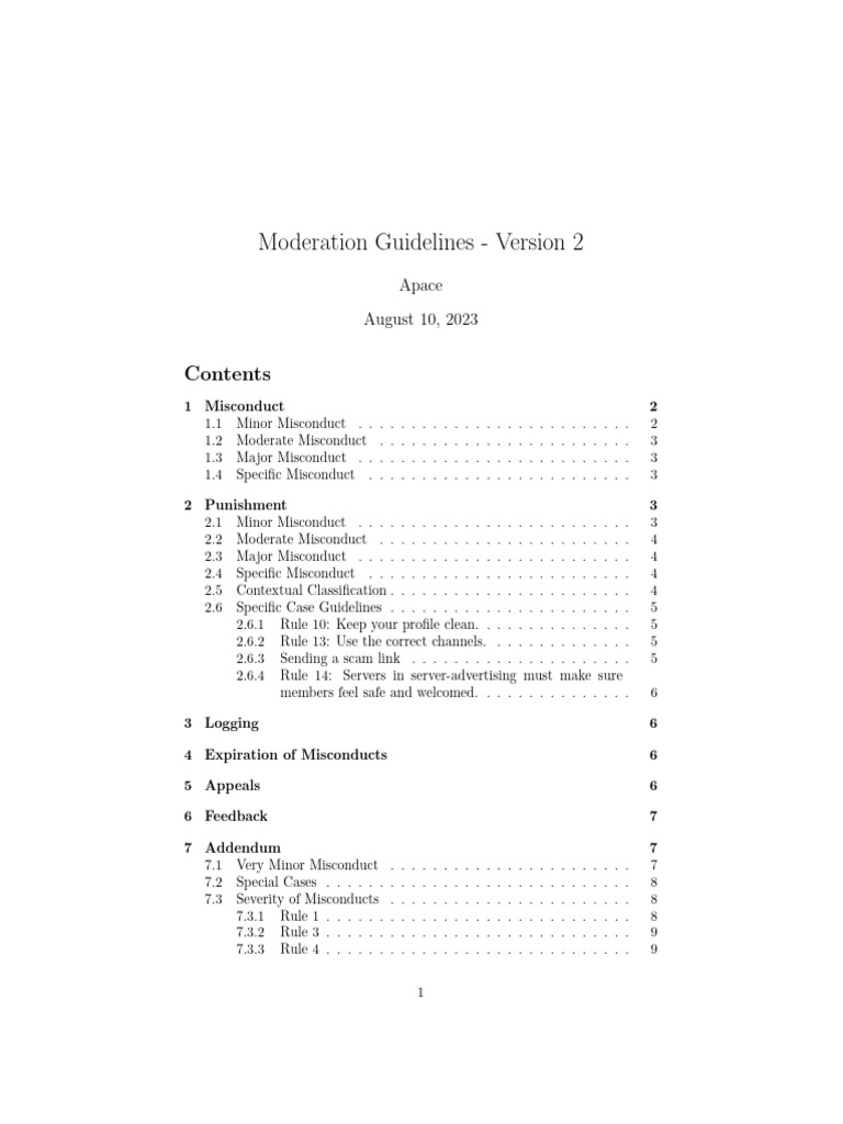 Moderation Guidelines - Version 2 | PDF