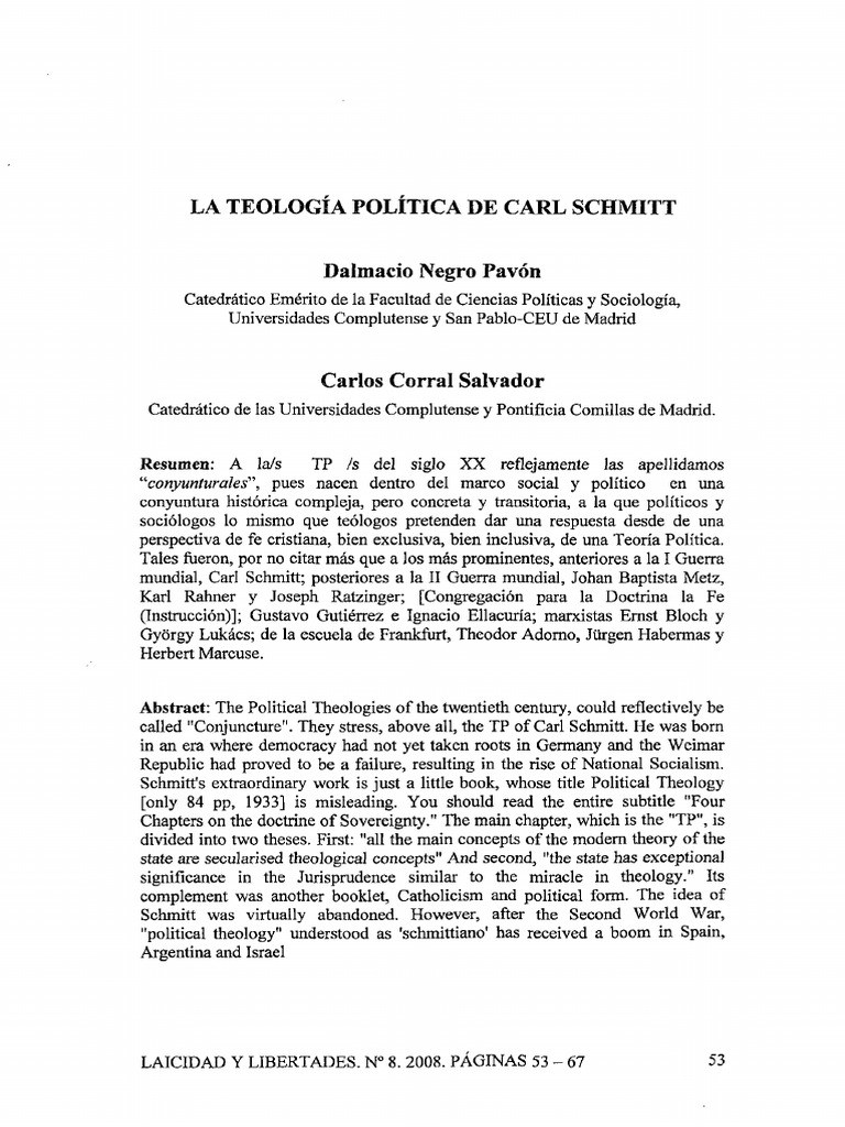 Teología Política de Carl Schmitt | PDF | Monoteísmo | Trinidad