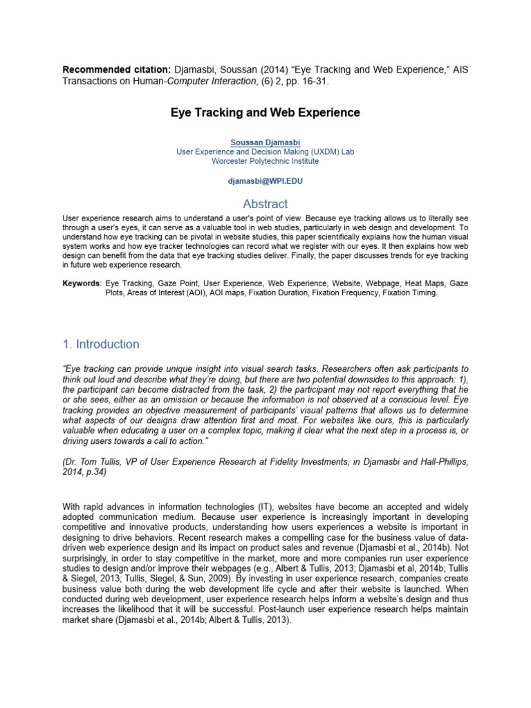 Eye Tracking and Web Experience | PDF | Visual Perception | Visual Acuity