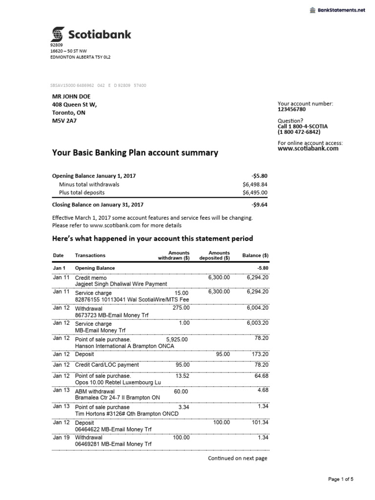 Scotiabank Bank Statement BankStatements 2 Net | PDF | Fee | Credit Card