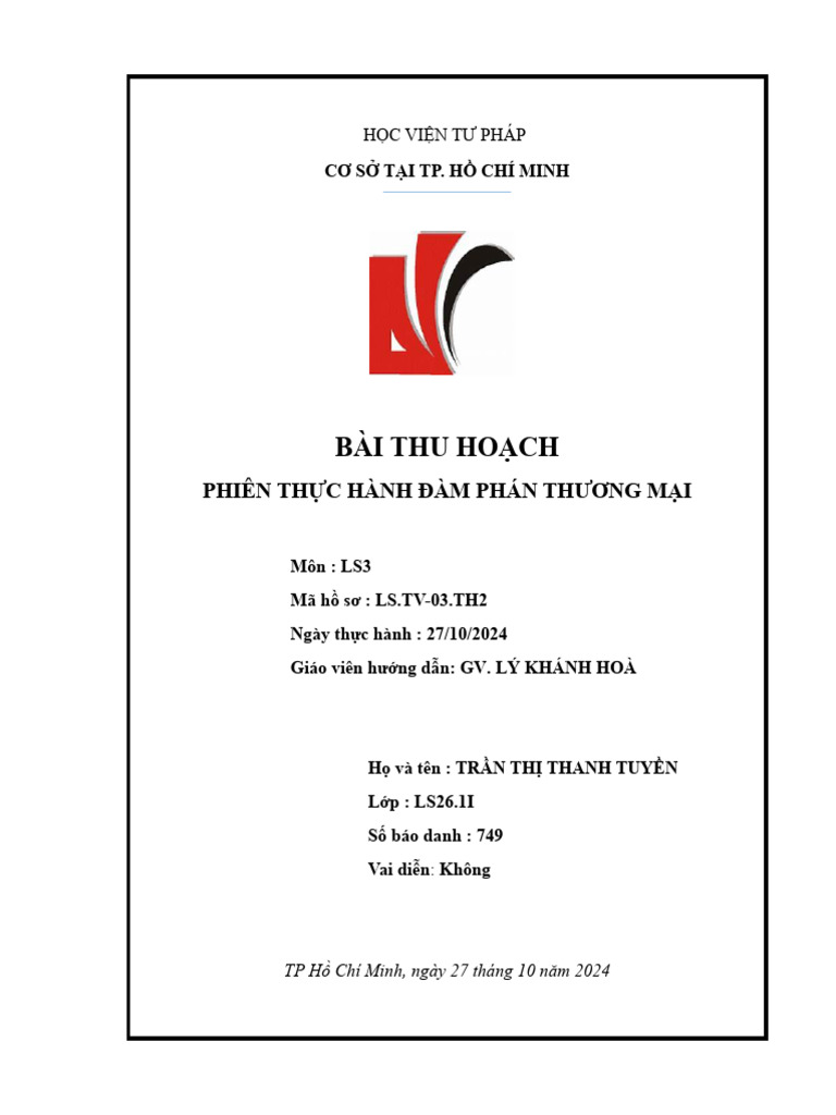 Diễn Án Đàm phán.HS02-TH2 | PDF