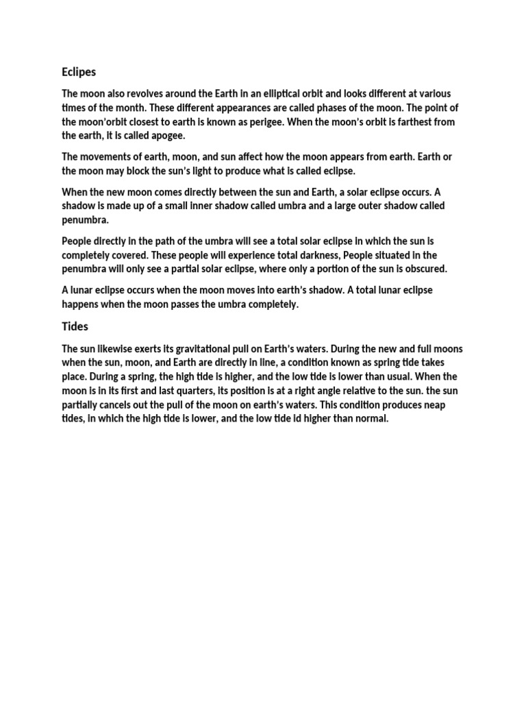 Moon phases and Eclipse | PDF