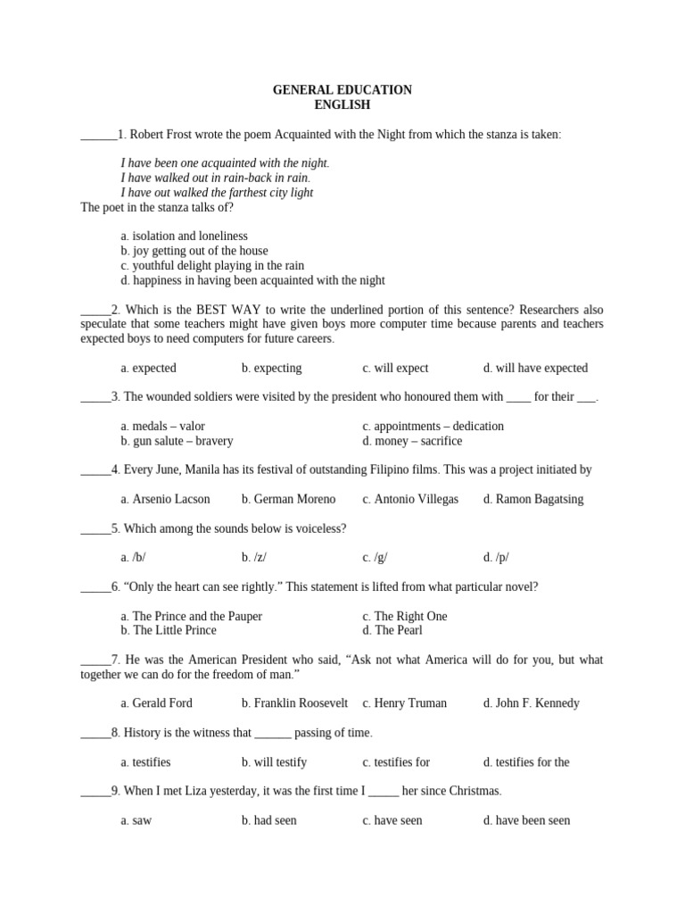 GENERAL EDUCATION - ENGLISH | PDF