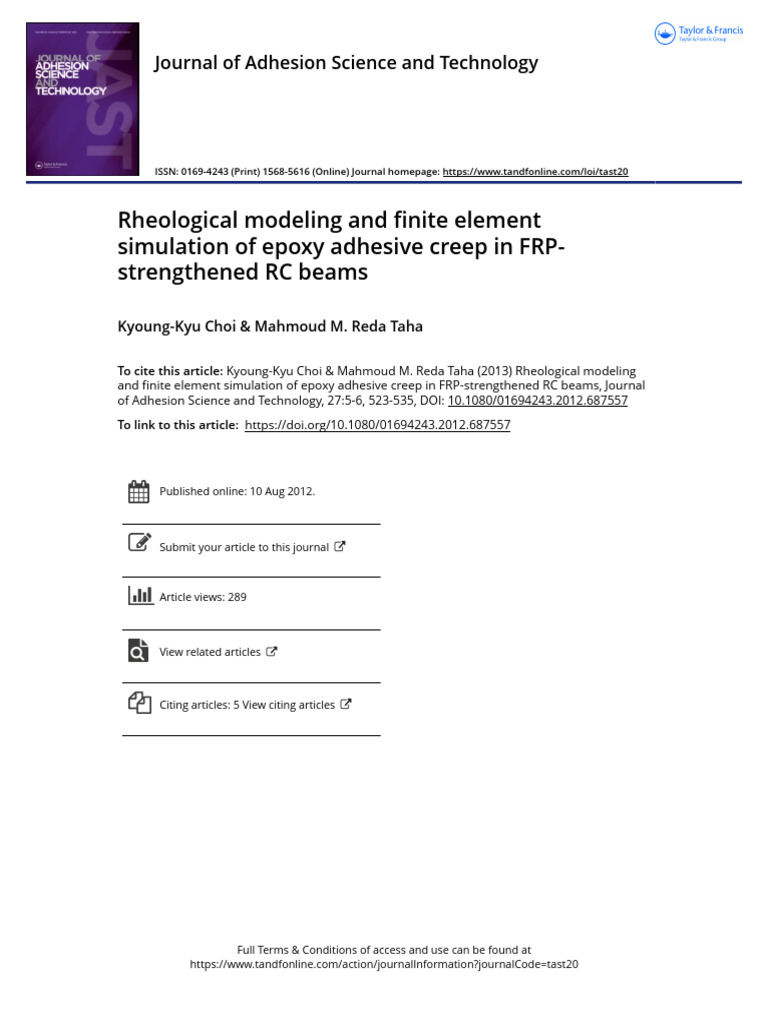 Epoxy Adhesive Creep in FRP-RC Beams | PDF | Deformation (Engineering ...