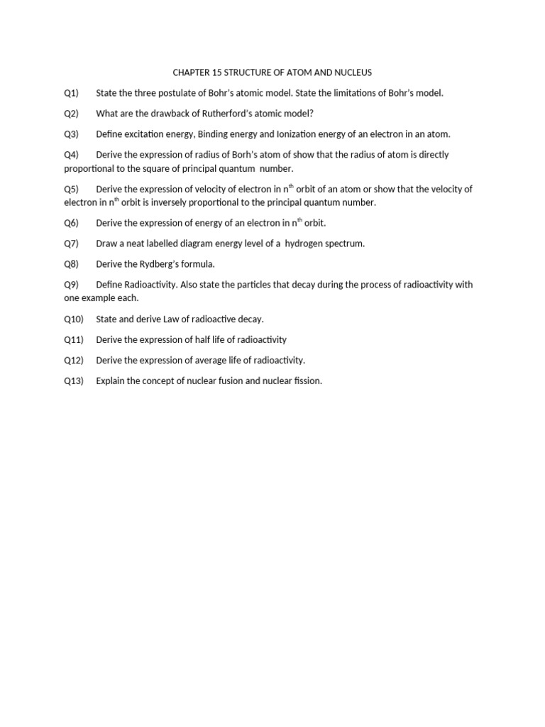 Chapter 15 structure of atom and nucleus ok | PDF