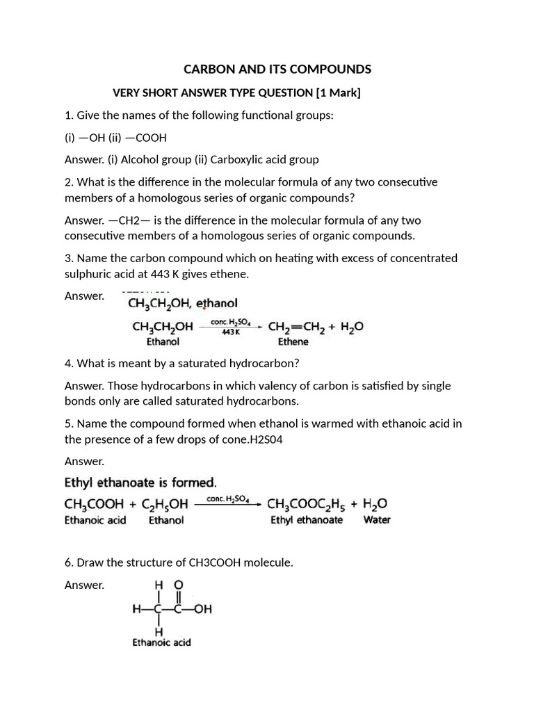Carbon Compound Minimum Notes | PDF | Chemical Compounds | Molecules