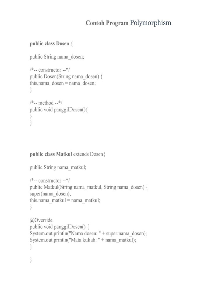 Contoh Program Polymorphism | PDF