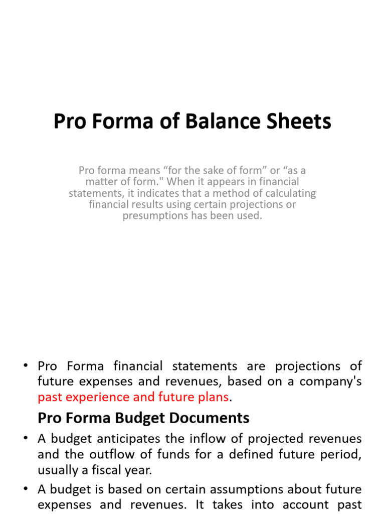 Proforma of Balance Sheets | PDF | Pro Forma | Financial Statement
