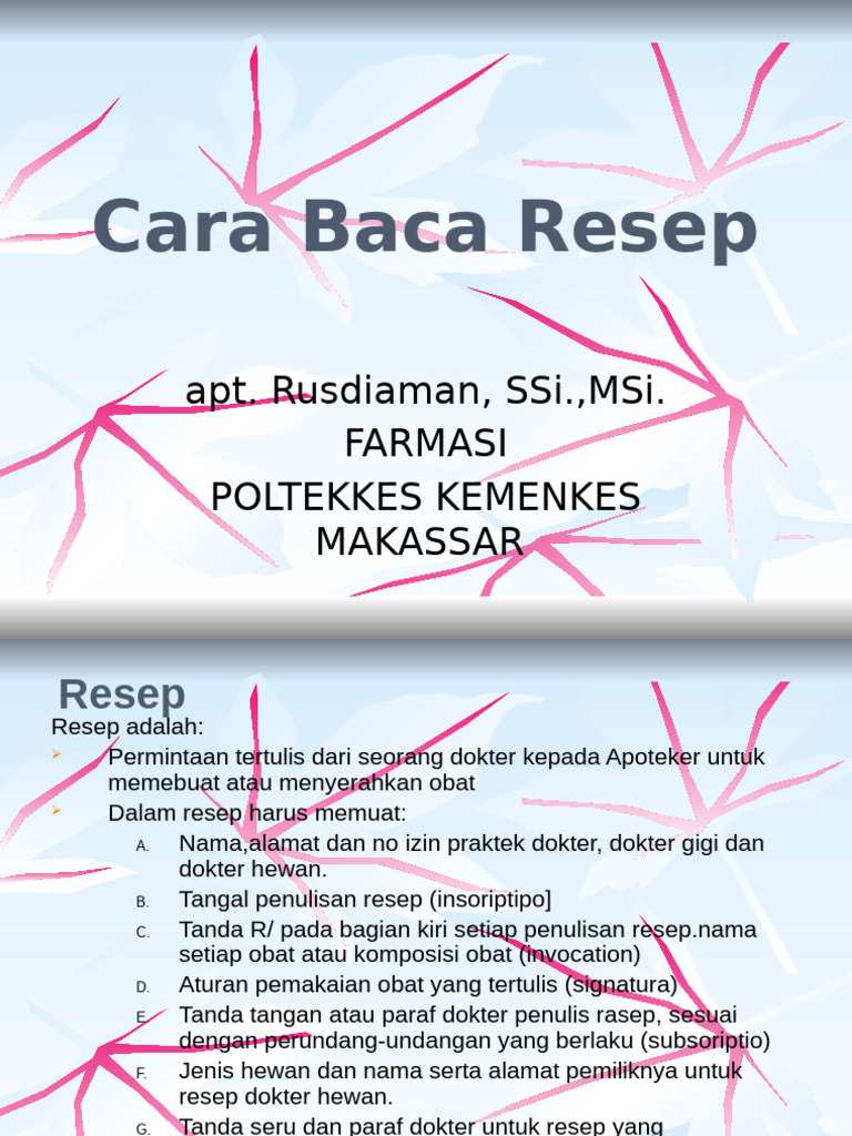 Panduan Membaca Resep Obat | PDF