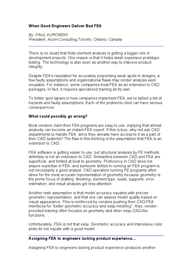 When Good Engineers Deliver Bad FEA | PDF | Finite Element Method ...