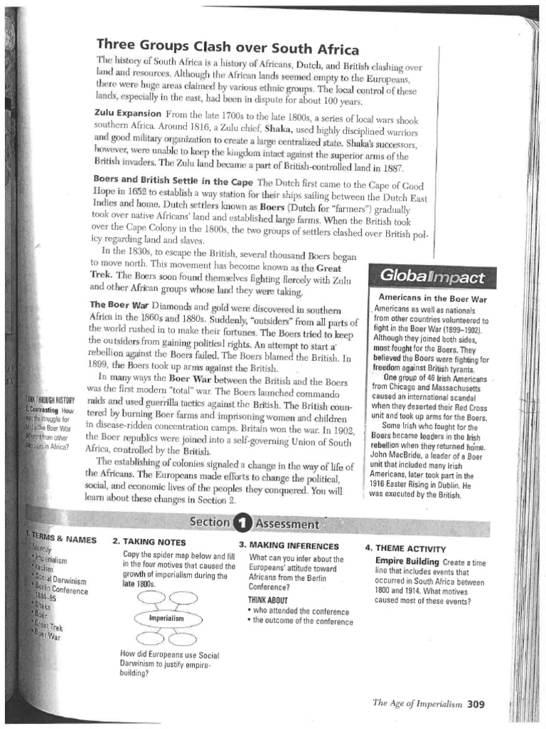 Imperialism in Africa Reading For Worksheet | PDF