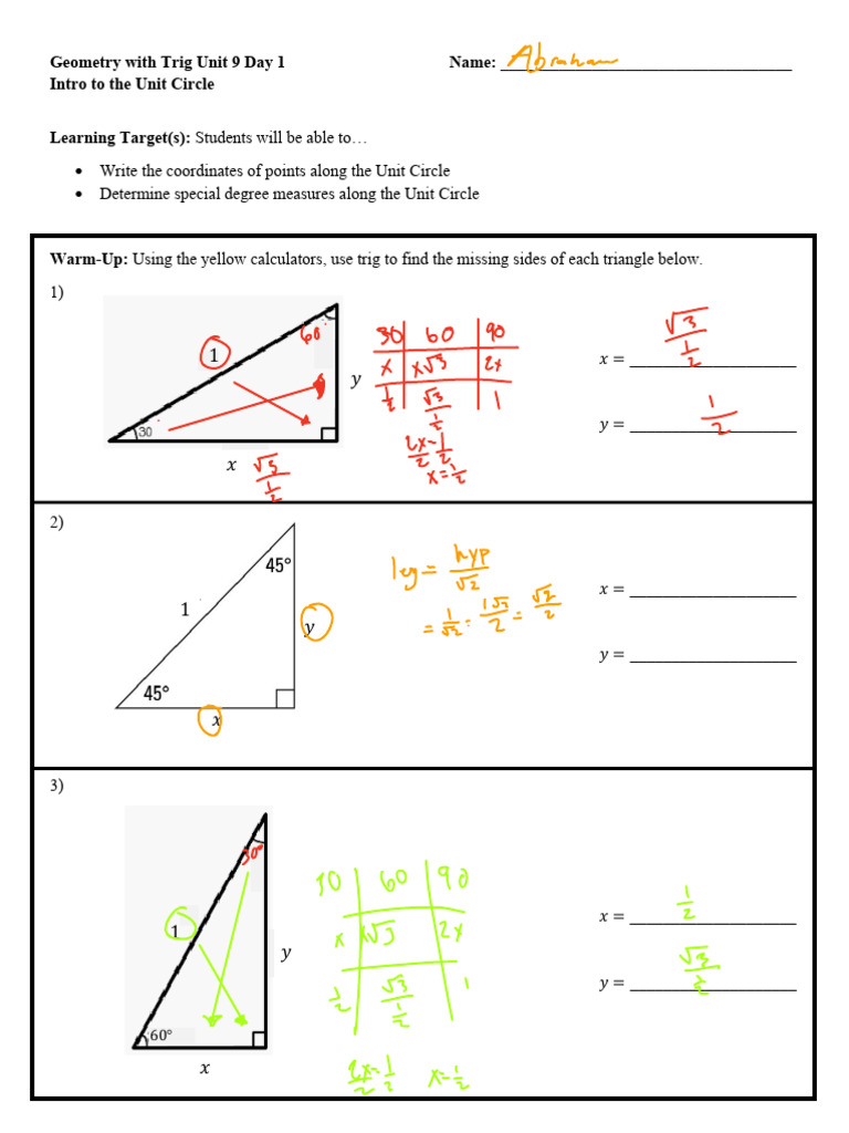 GWT U9 D1 Notes | PDF | Circle | Cartesian Coordinate System