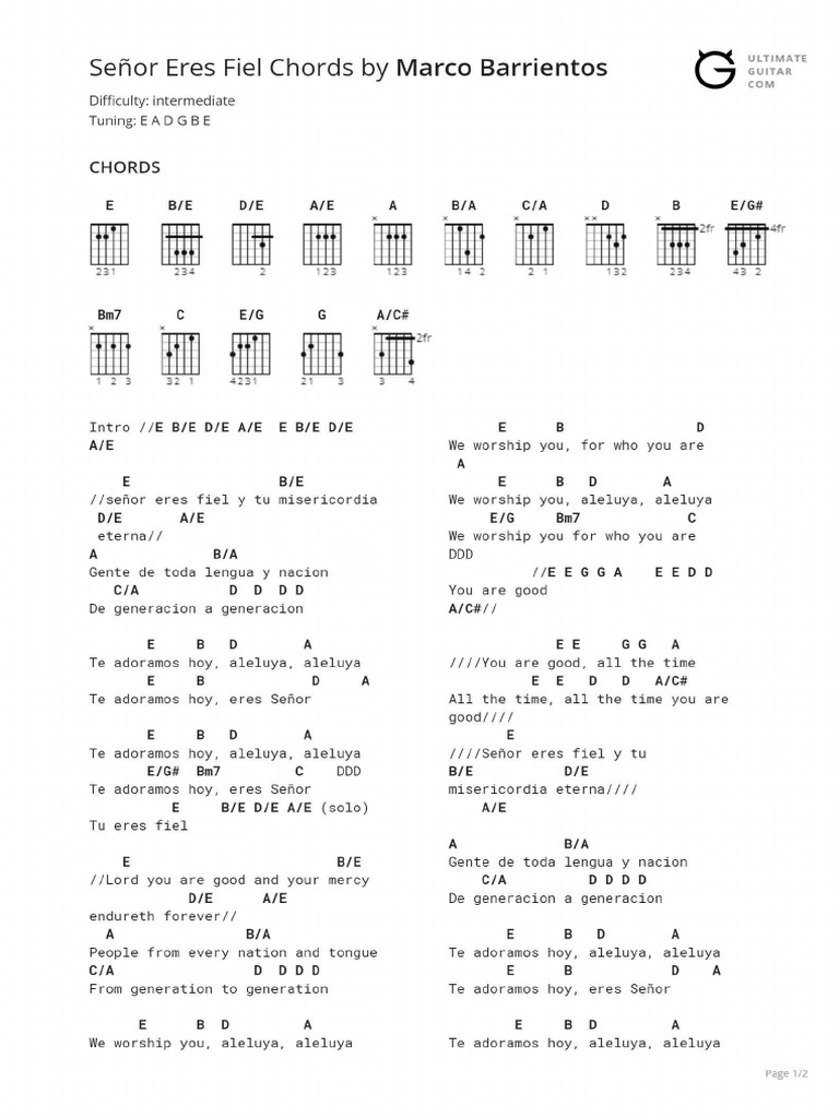 Señor Eres Fiel Chords Pdf