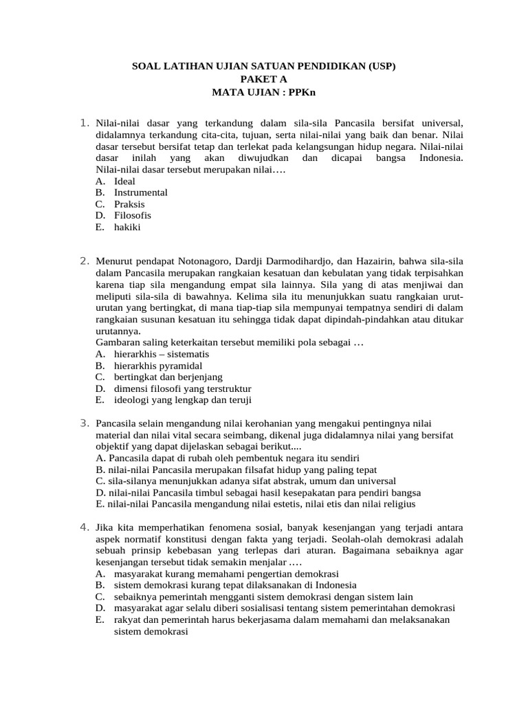 Soal Latihan PPKN | PDF