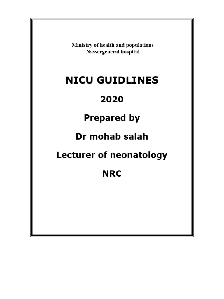 nasser nicu protocol | PDF | Medical Specialties | Clinical Medicine