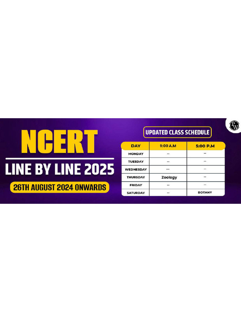 Updated CLASS SCHEDULE - FROM 26th AUGUST 2024 ONWARDS - NCERT LINE BY LINE 2025 | PDF